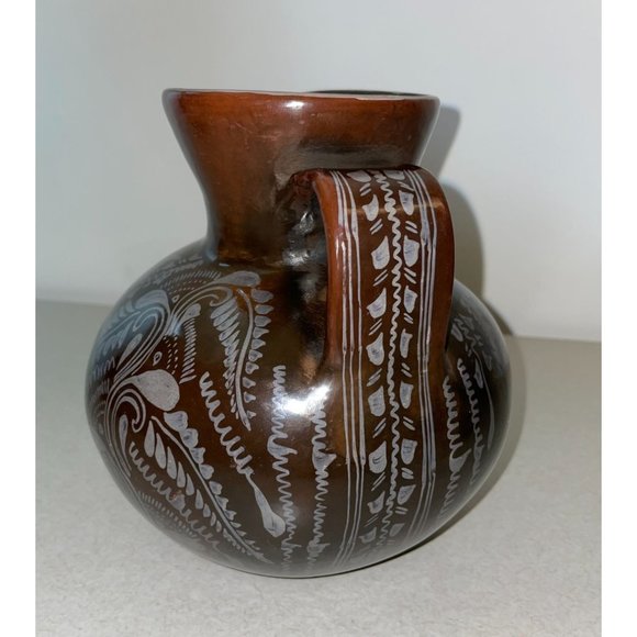 Unmarked | Accents | Mexican Hand Painted Burnished Pottery Pitcher ...
